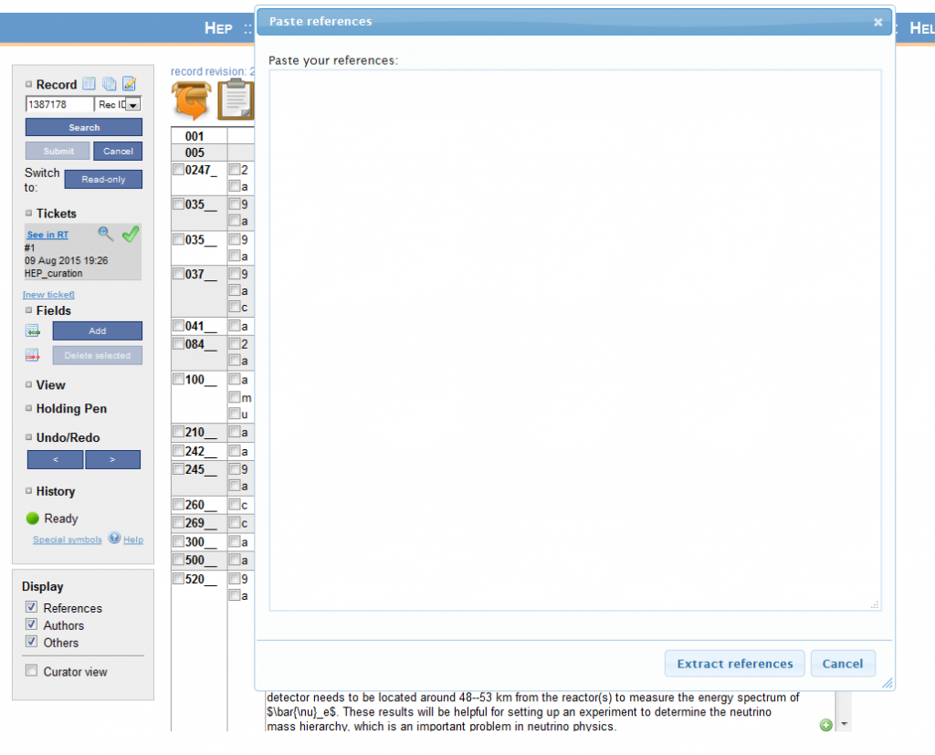 Importing references – INSPIRE Internal Help